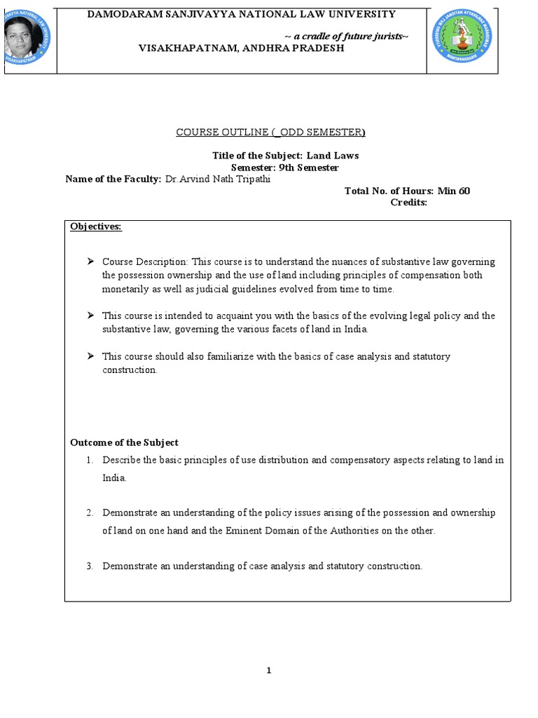 Land Law Course Outline - Model 2021 | PDF | Policy | Justice