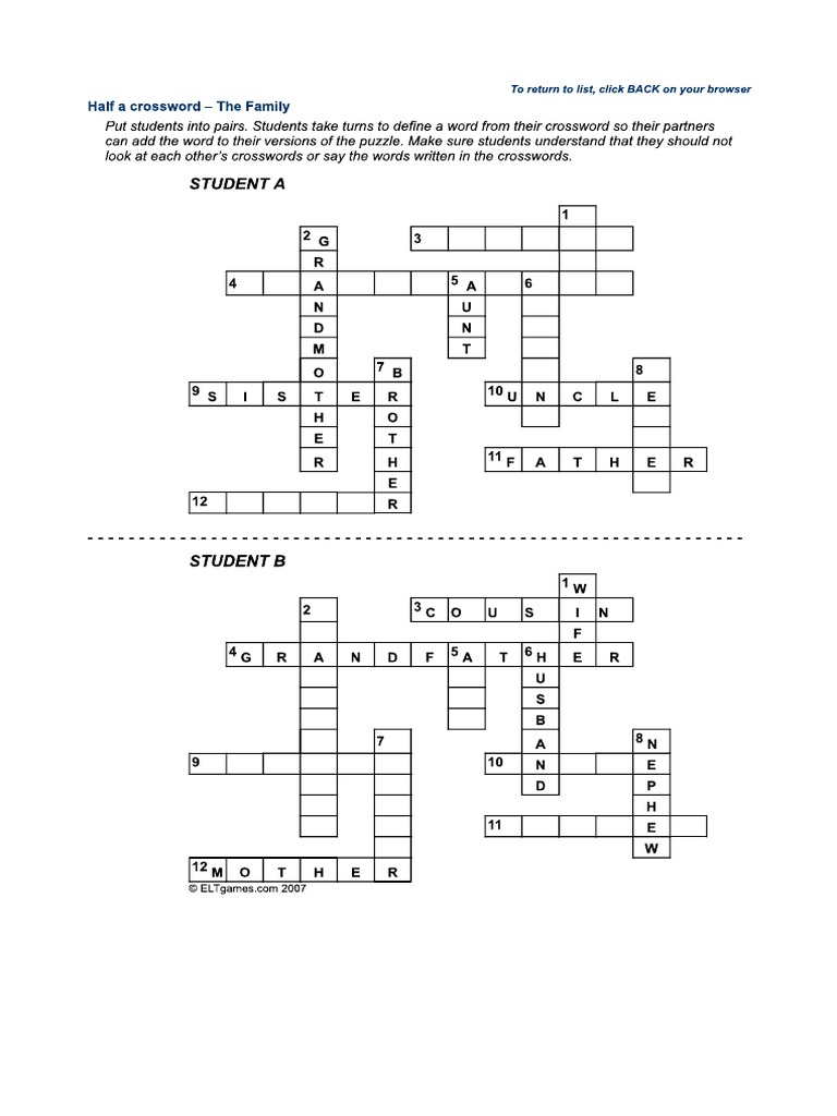A2 Half A Crossword Families | PDF