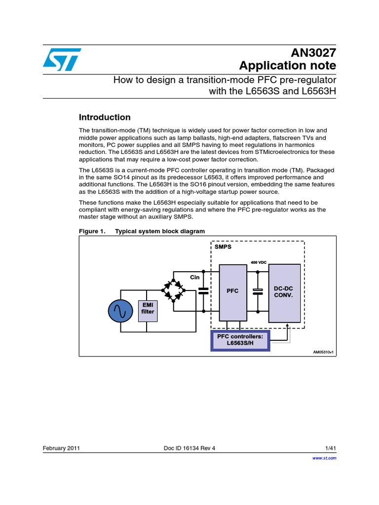 AN3027 Application Note: How To Design A Transition-Mode PFC Pre ...