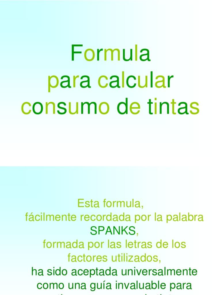 Formula para Calcular Consumo de Tintas | PDF | Imprenta | Tinta