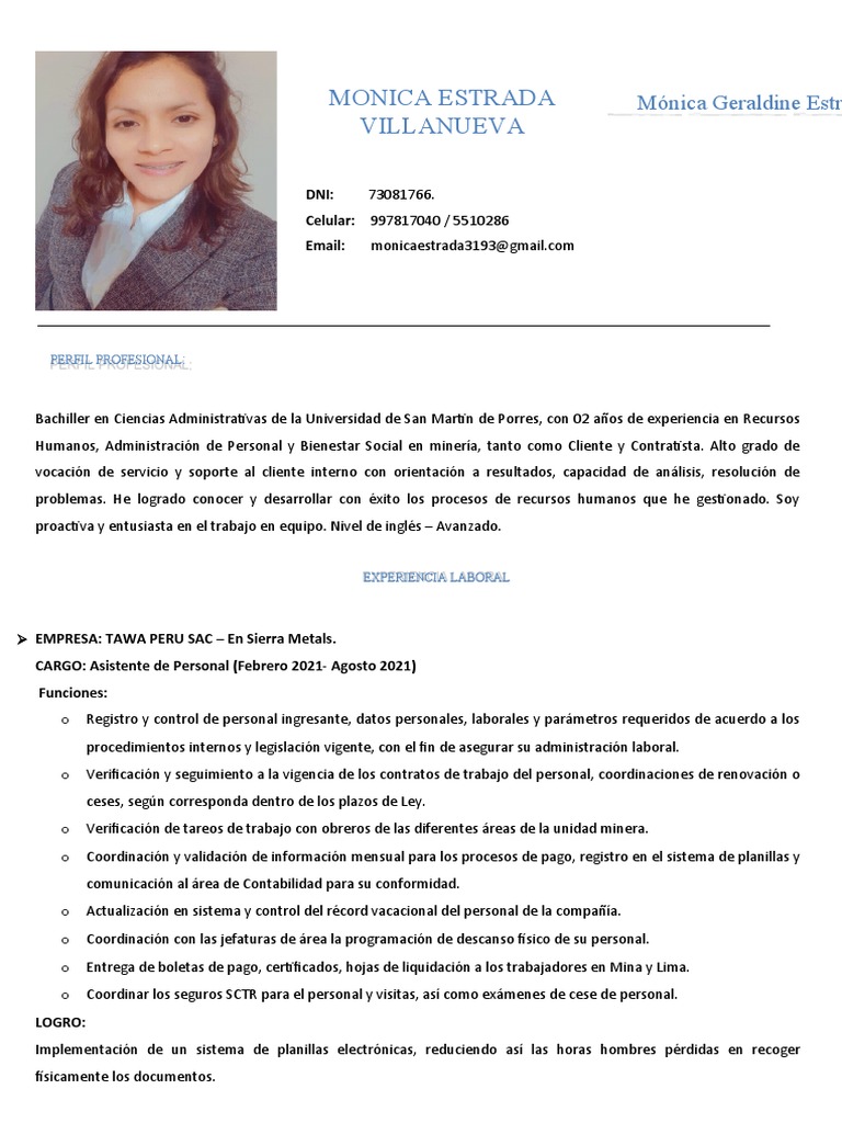 CV Monica Estrada | PDF