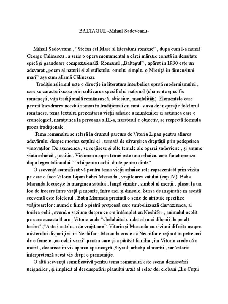 Baltagul-Mihail Sadoveanu | PDF