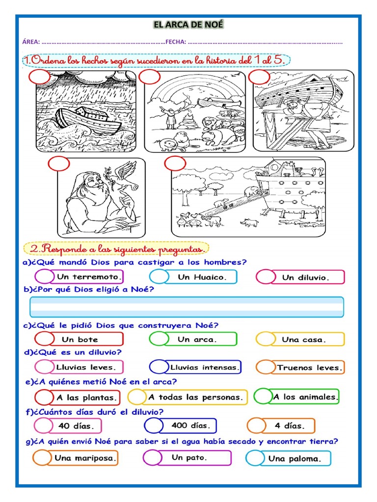 Ficha 11 de Noviembre - Religión-El Arca de Noé | PDF