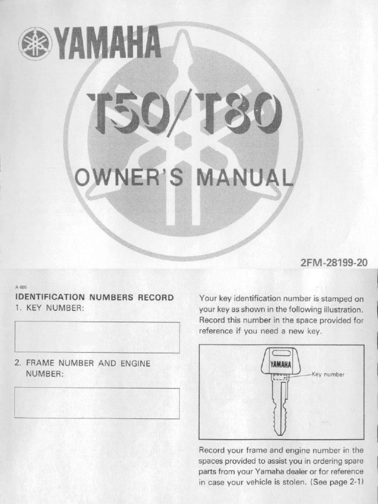 YAMAHA T50 - T80 Townmate Owners Manual | PDF