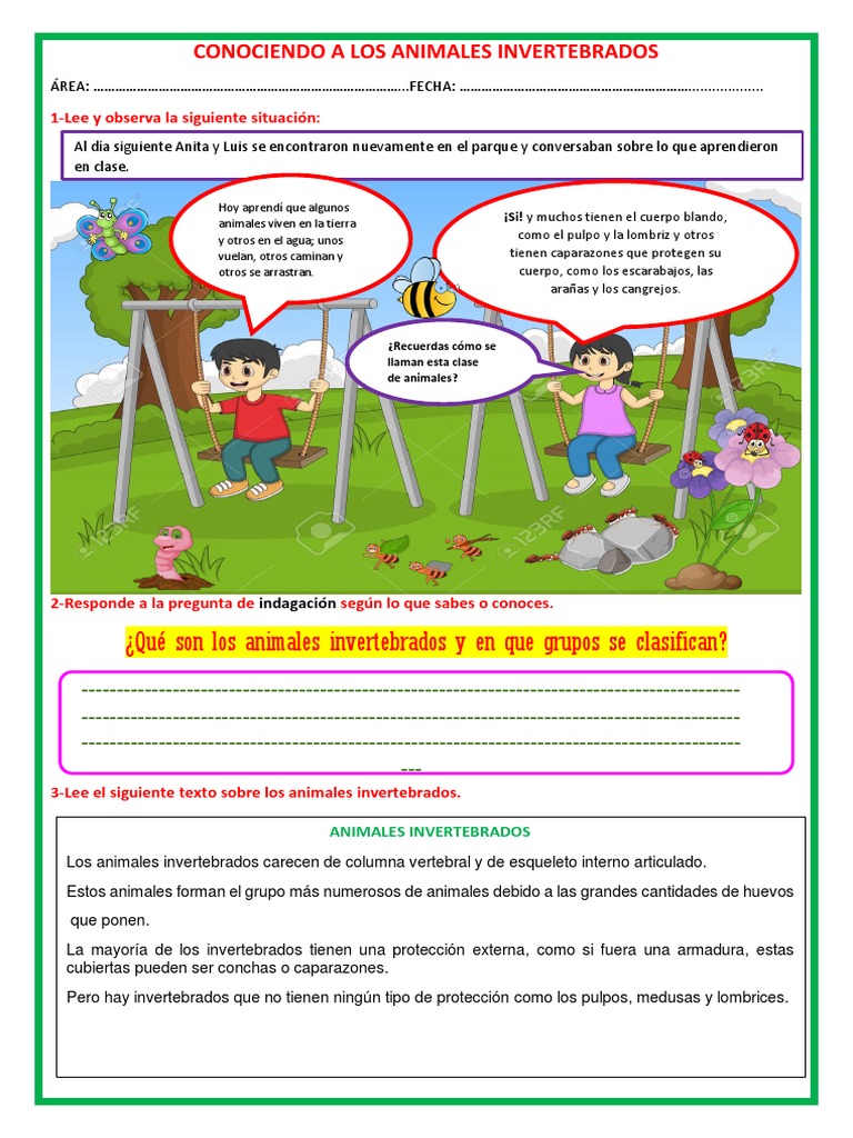 Ficha 4 de Novienbre C y T Los Animales Invertebrados-3 | PDF ...