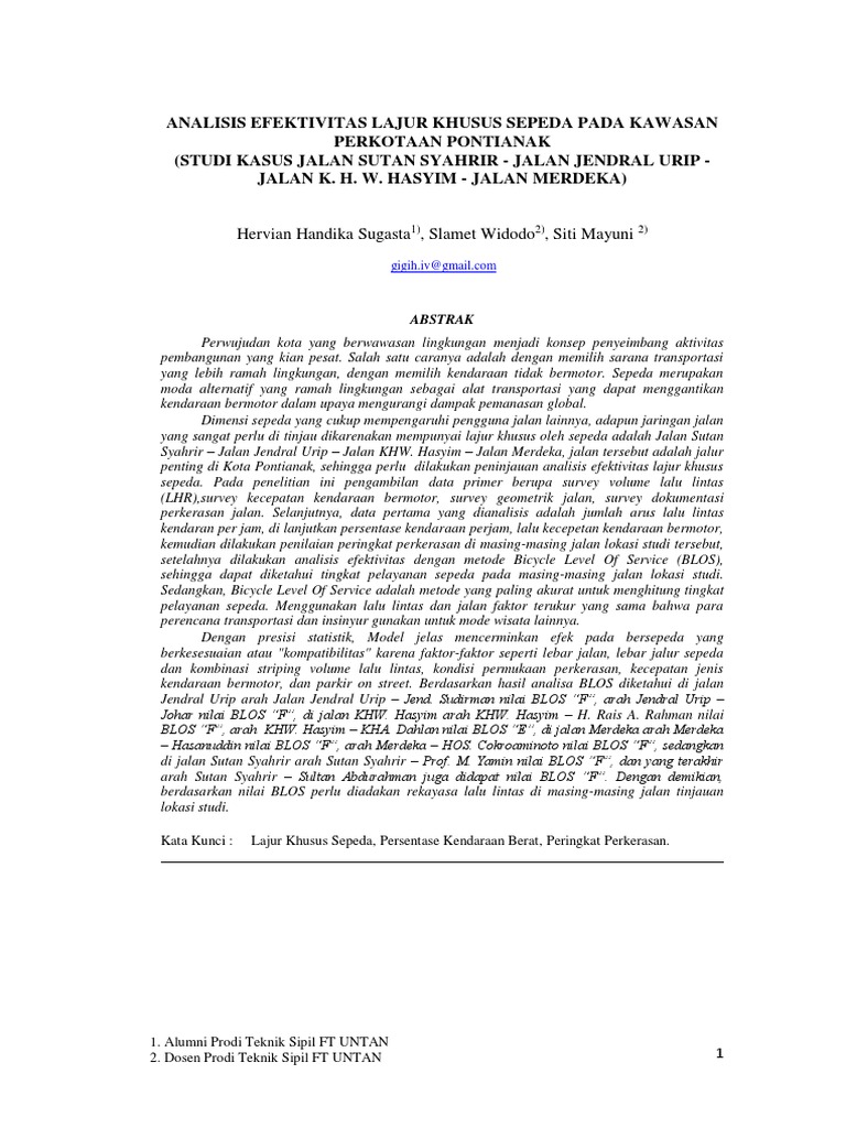 ID Analisis Efektivitas Lajur Khusus Sepeda | PDF