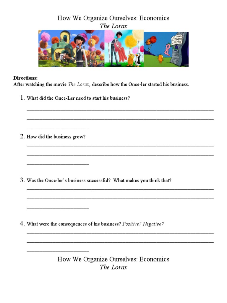 How We Organize Ourselves: Economics: The Lorax | PDF | Economies