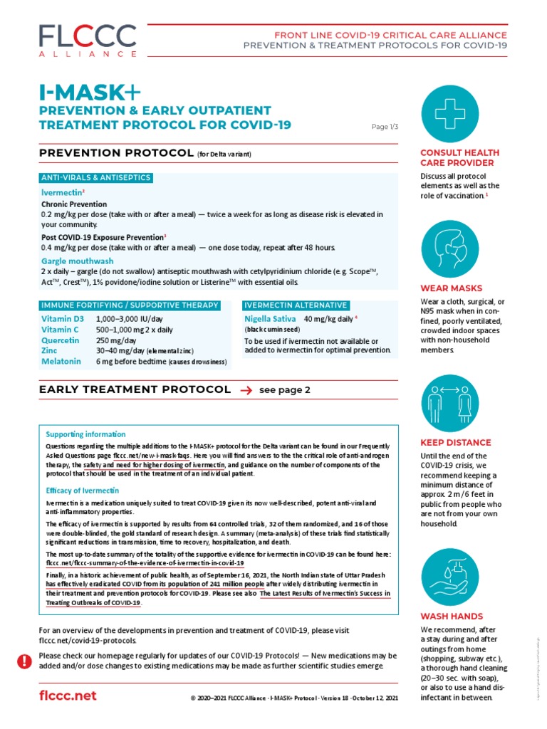 FLCCC Alliance I MASKplus Protocol ENGLISH | PDF | Chemistry | Dose ...