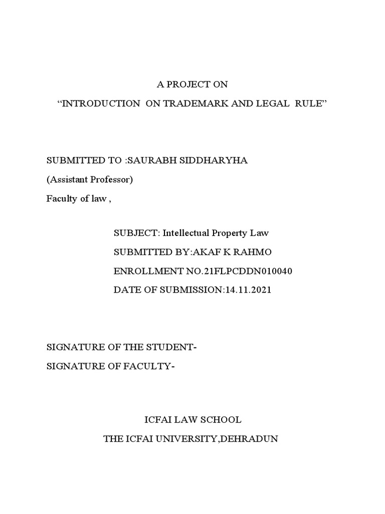 A Project On Ipr | PDF | Trademark | Business