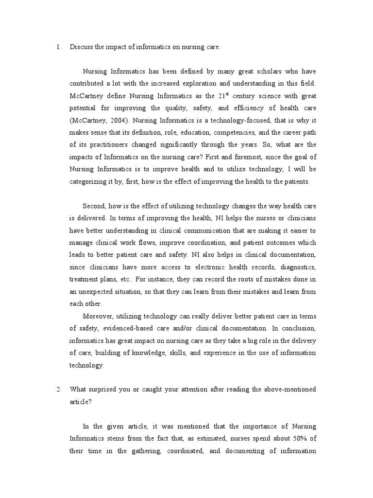 Enhancement Activity #1 | PDF | Health Informatics | Nursing