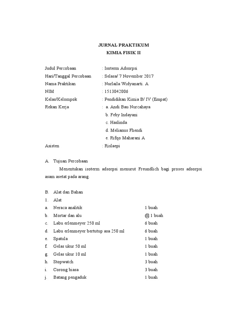 Isoterm Adsorpsi Kimia Fisik | PDF