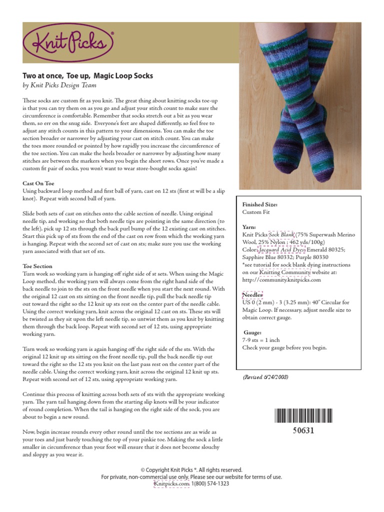 Two at Once, Toe Up, Magic Loop Socks | Knitting | Needlework