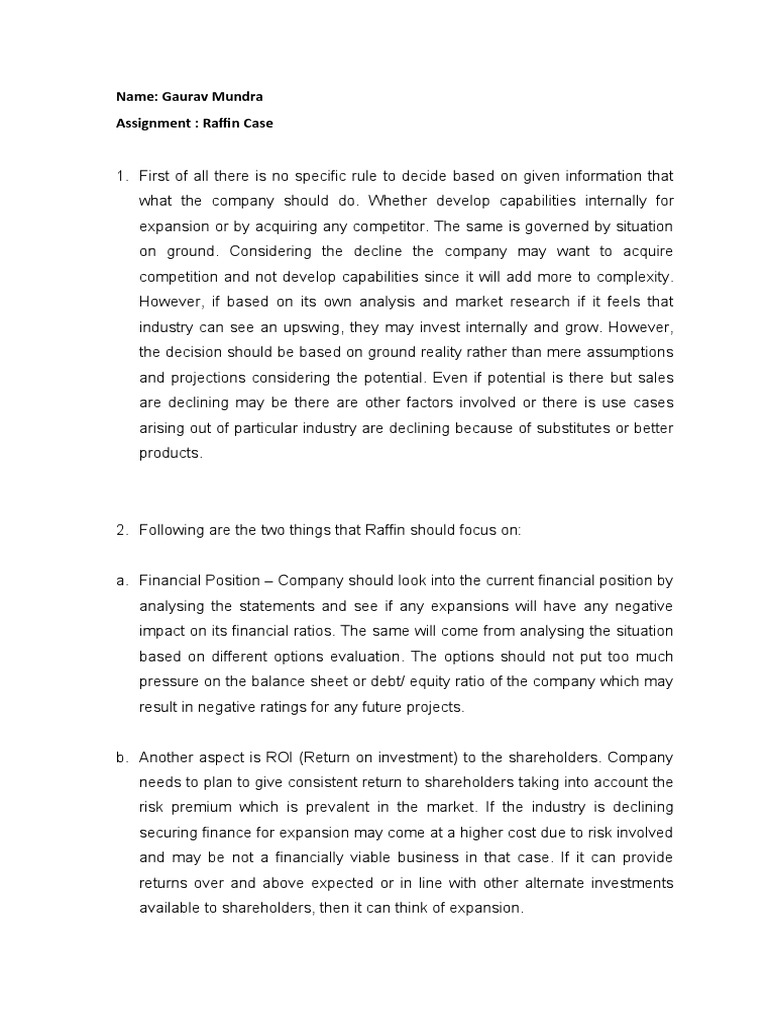 Assignment 1 - Raffin Case | PDF