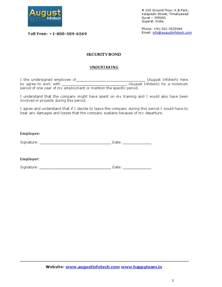 Employee Security Bond Agreement | PDF