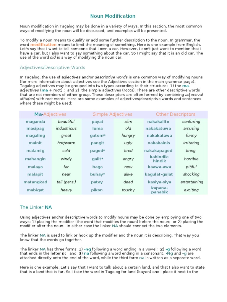 Noun Modification | PDF | Adjective | Semantic Units