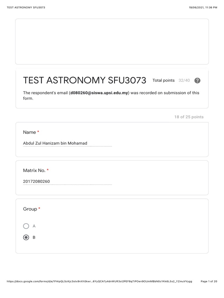 Test Astronomy Sfu3073 | PDF | Milky Way | Astronomical Unit