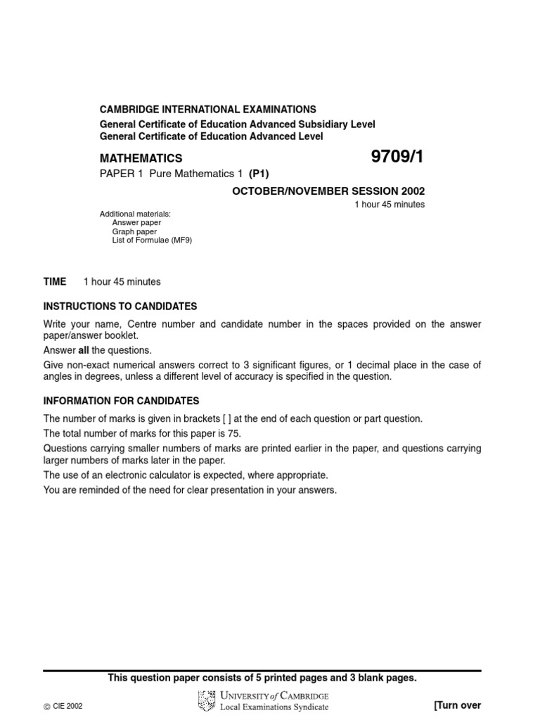 9709_w02_qp_1 | Trigonometric Functions | Angle