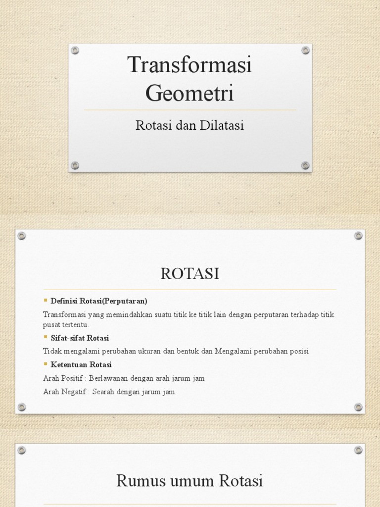 Transformasi Geometri (Rotasi Dan Dilatasi) | PDF