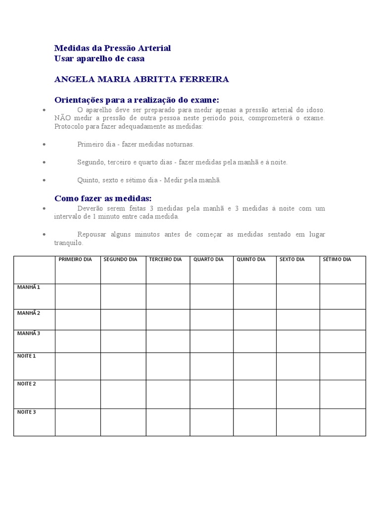 Medidas Da Pressão Arterial-MRPA | PDF