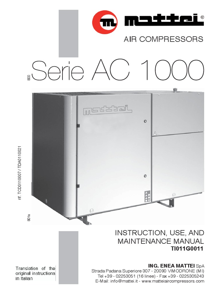 Air Compressors: Instruction, Use, and Maintenance Manual | PDF ...