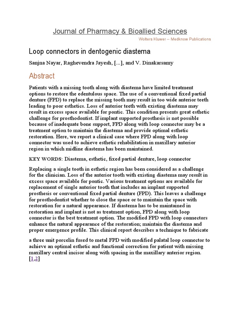 Loop Connector Bridge | PDF | Dental Implant | Medical Specialties