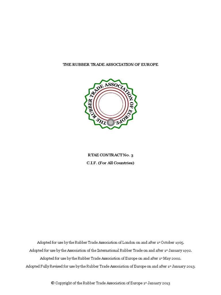 The Rubber Trade Association of Europe | PDF | Bill Of Lading | Cargo