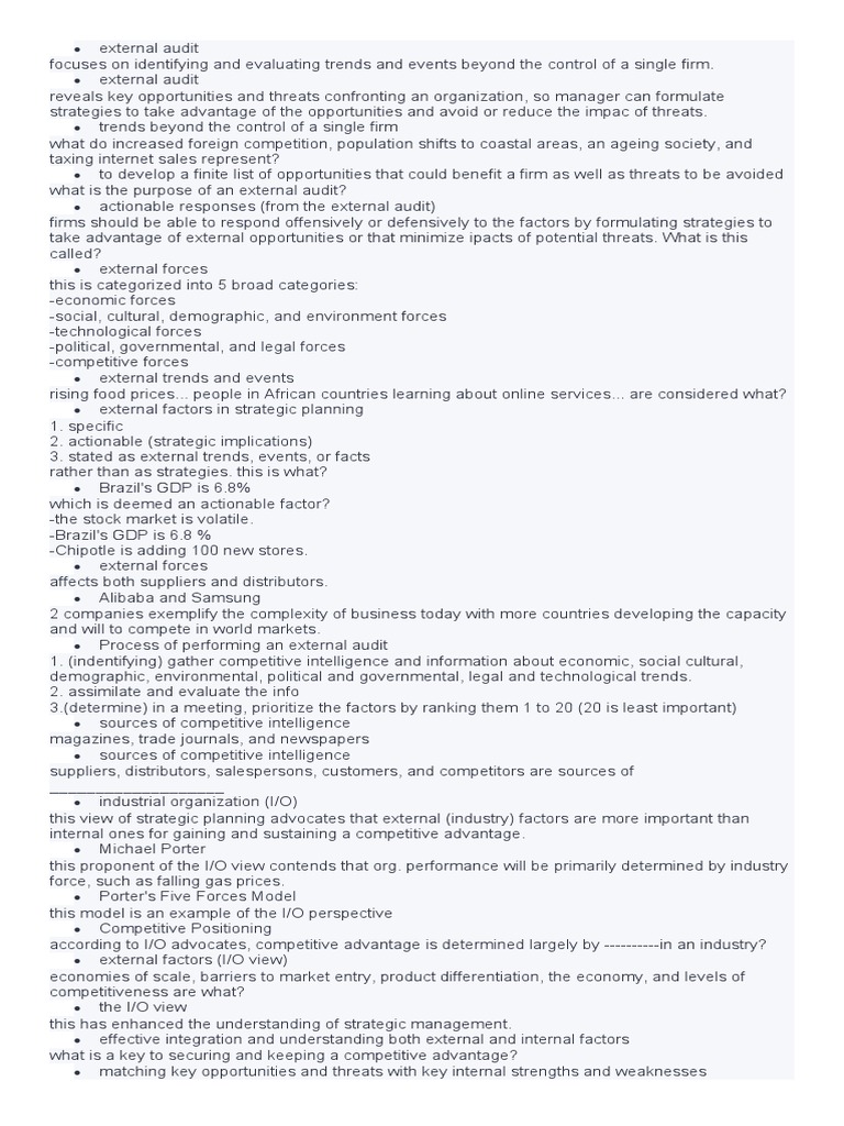 Notes For External | PDF | Strategic Management | Competition