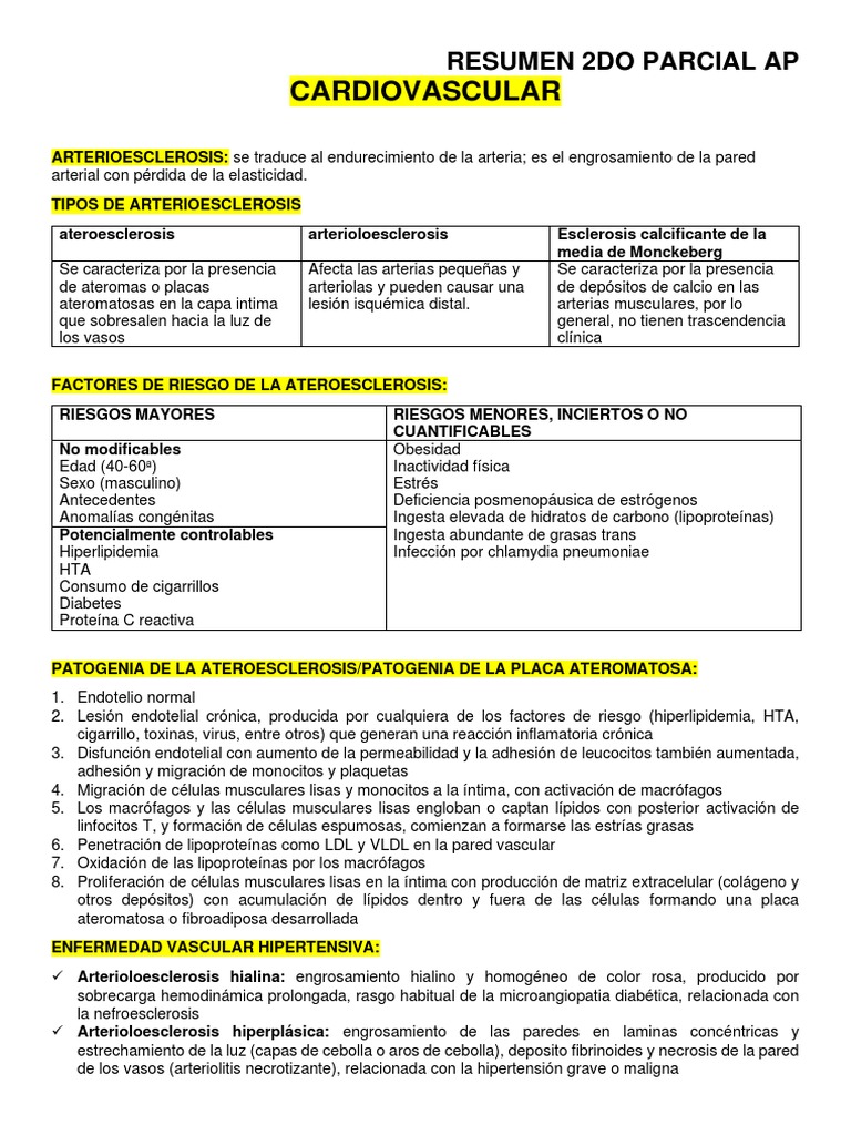 Resumen Ap 2do Parcial | PDF | Aterosclerosis | Isquemia
