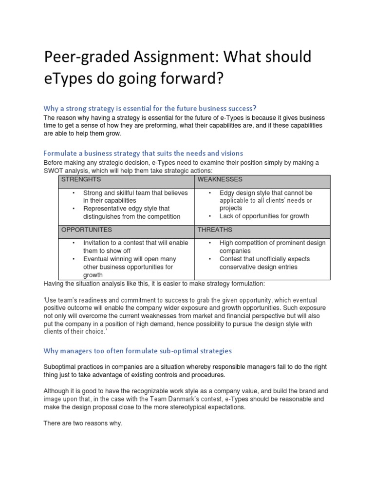 Peer Graded Assignments 1-3 Full Version | PDF | Strategic Management | Business
