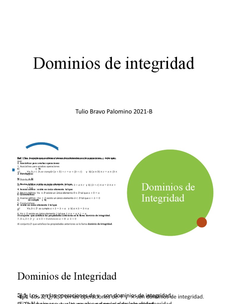 Dominios de Integridad | PDF | Anillo (Matemáticas) | Álgebra