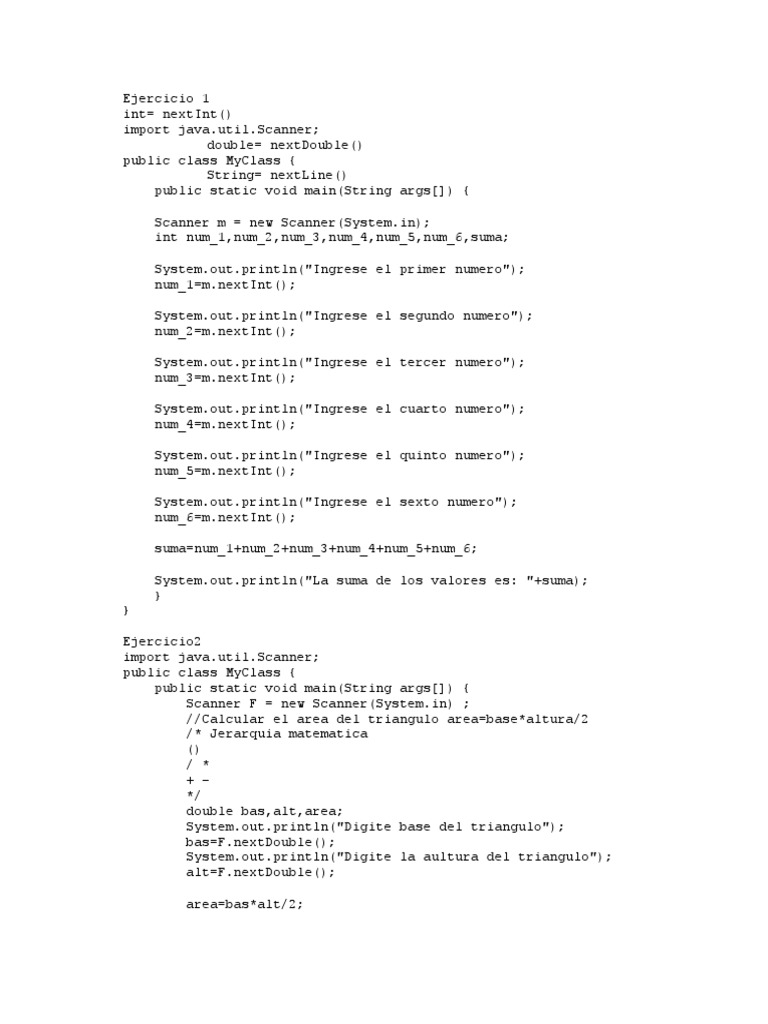 Ejercicios Programacion | PDF | Planetas | Java (lenguaje de programación)