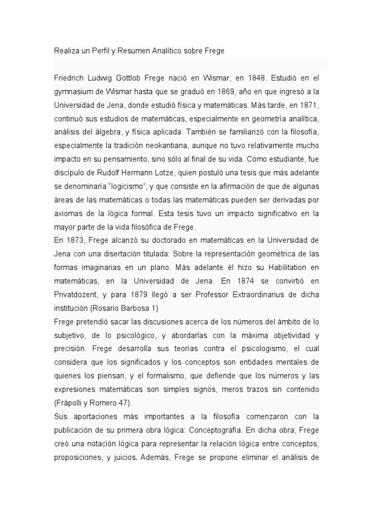 Frege | PDF | Gottlob Frege | Realidad