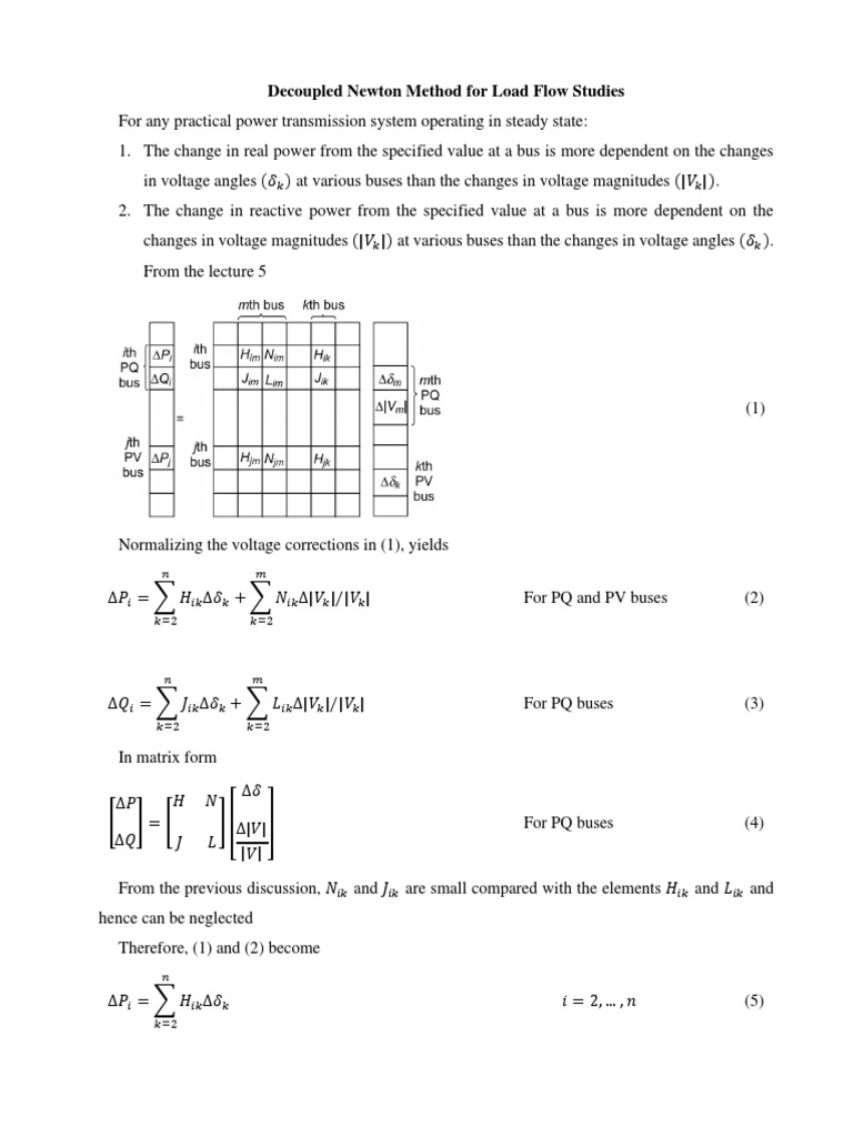 Decoupled Newton Method For Load Flow Studies | PDF | Algorithms | Mathematical Analysis