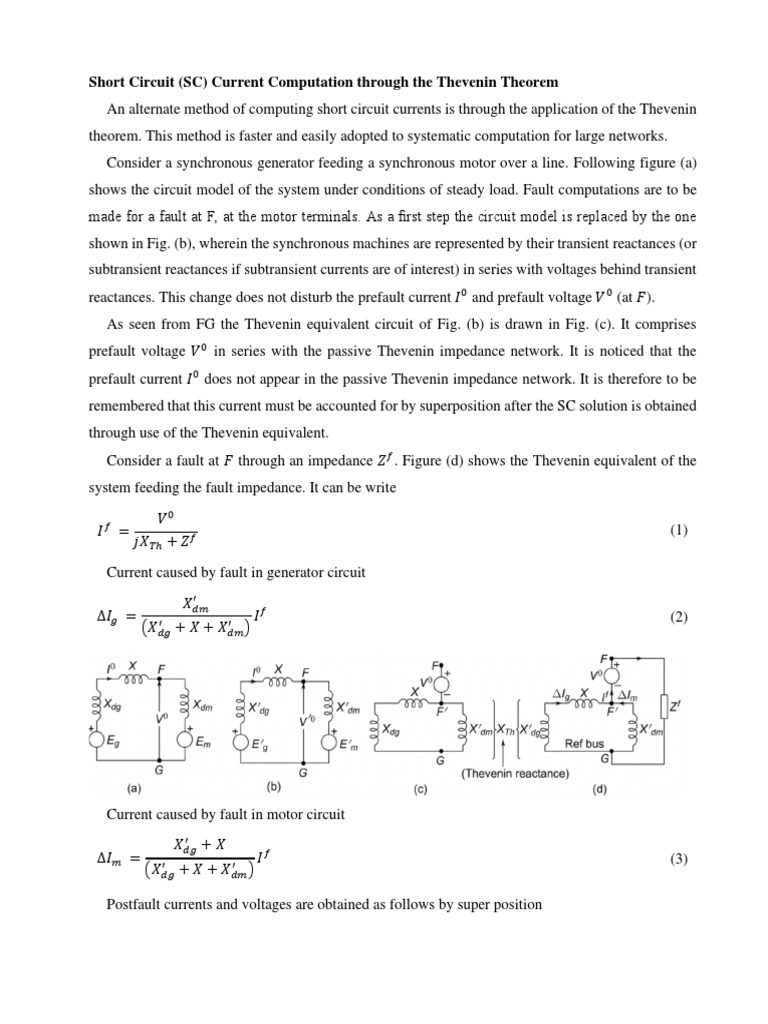Short Circuit (SC) Current Computation Through The Thevenin Theorem ...