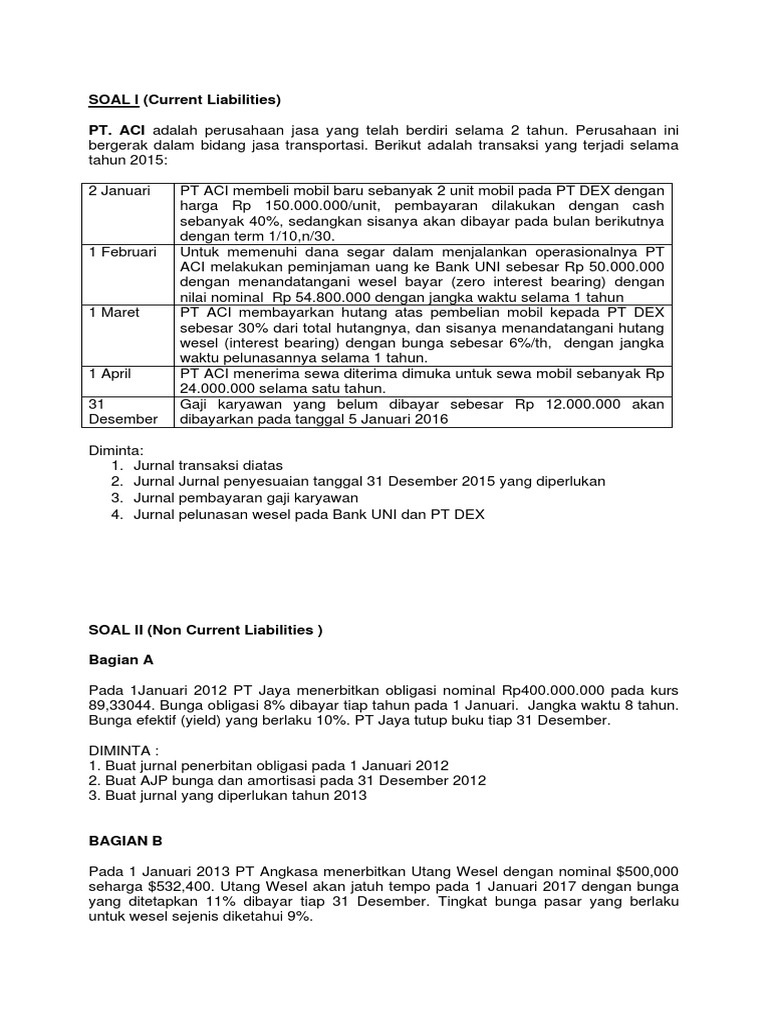 SOAL Latihan AKM II PDF | PDF | Bisnis