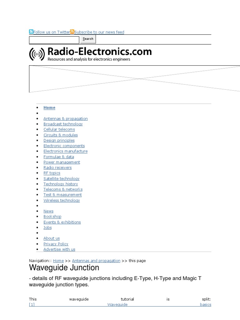 Waveguide Junction: - Details of RF Waveguide Junctions Including E ...