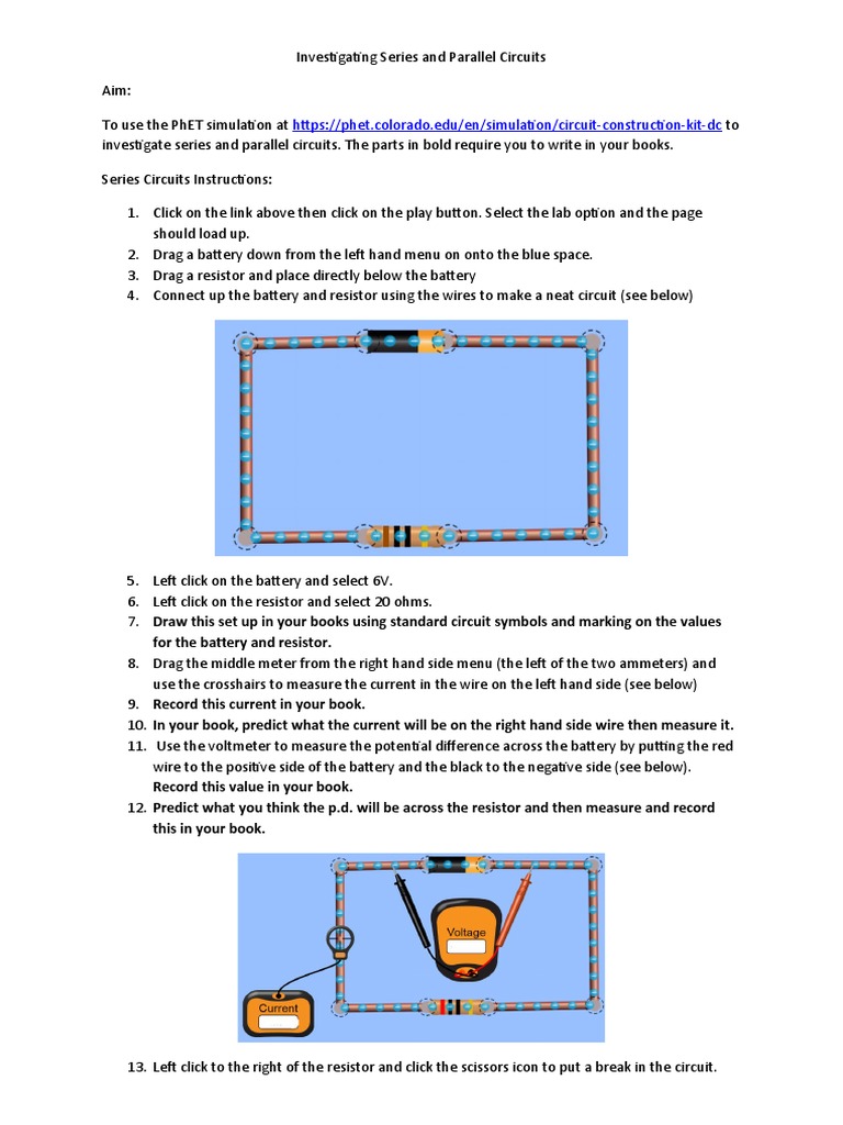 PhET Investigating Series and Parallel Circuits | PDF | Electrical ...