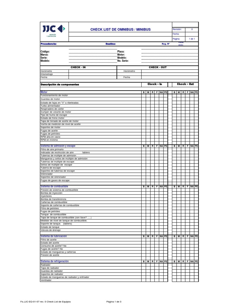 Check-List Omnibus Minibus | PDF | Inyección de combustible | Vehículos ...