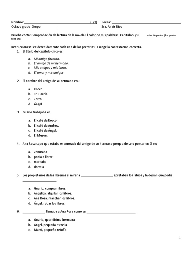 El Color de Mis Palabras 5 y 6 | PDF