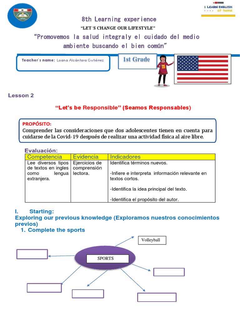 ENGLISH LESSON 1st Grade - Activity 2 - Exp8 | PDF