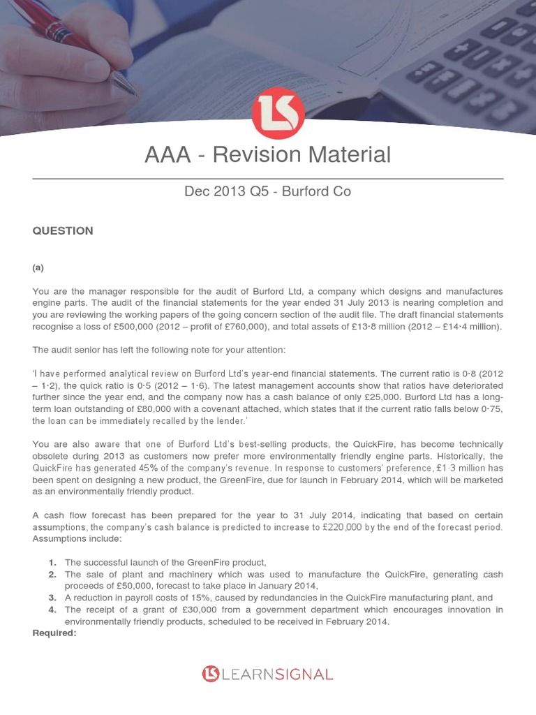 AAA - Revision Material: Dec 2013 Q5 - Burford Co | Download Free PDF ...