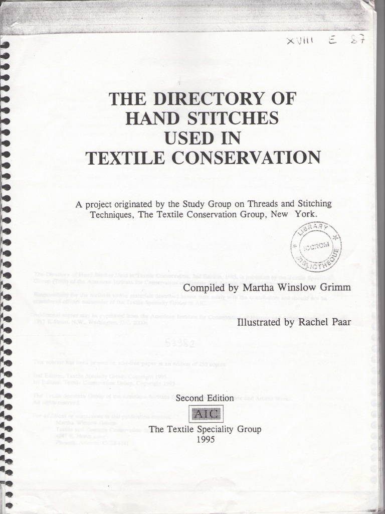 The Directory of Hand Stitches Used in Textile Conservation | PDF