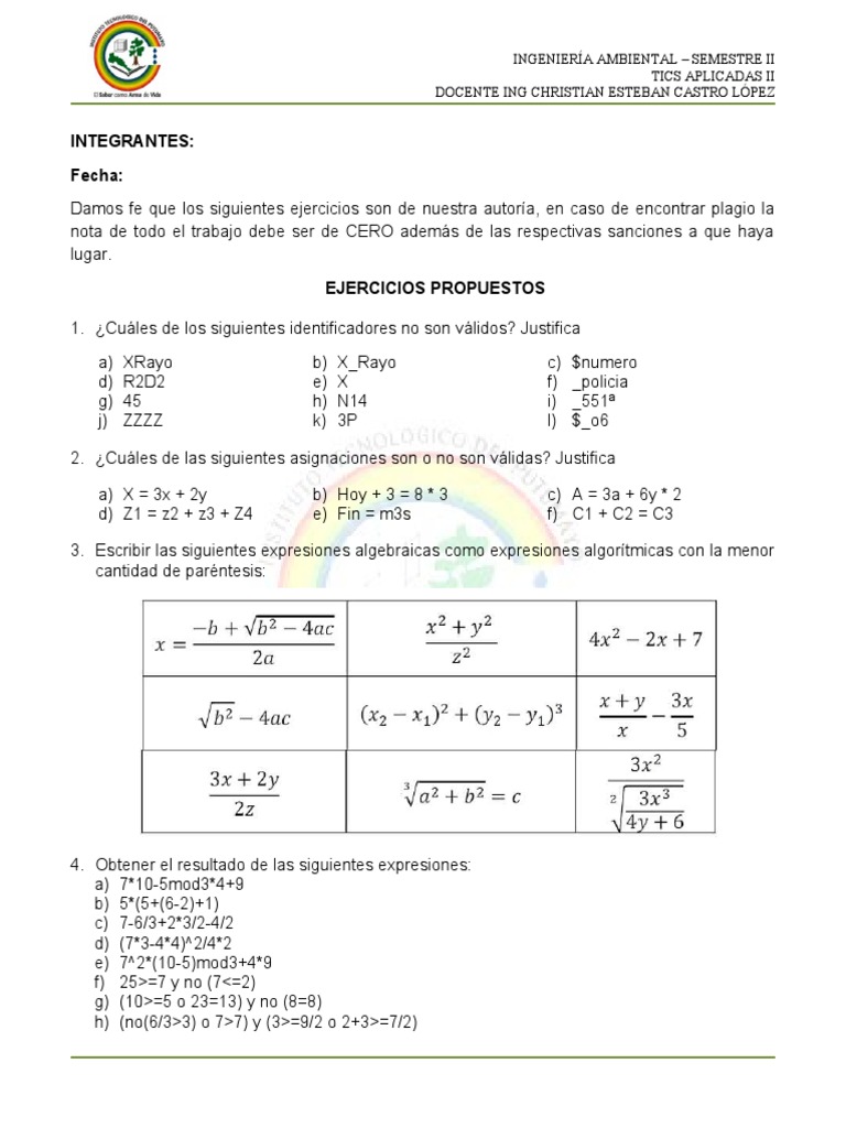 SOLUCIÓN Ejercicios Propuestos - PreConceptos Algorítmicos | PDF ...