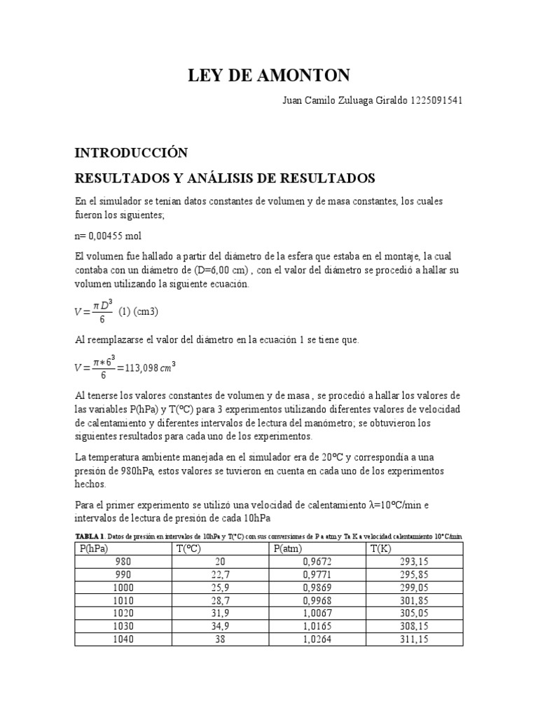 Ley de Amonton | PDF | Gases | Química
