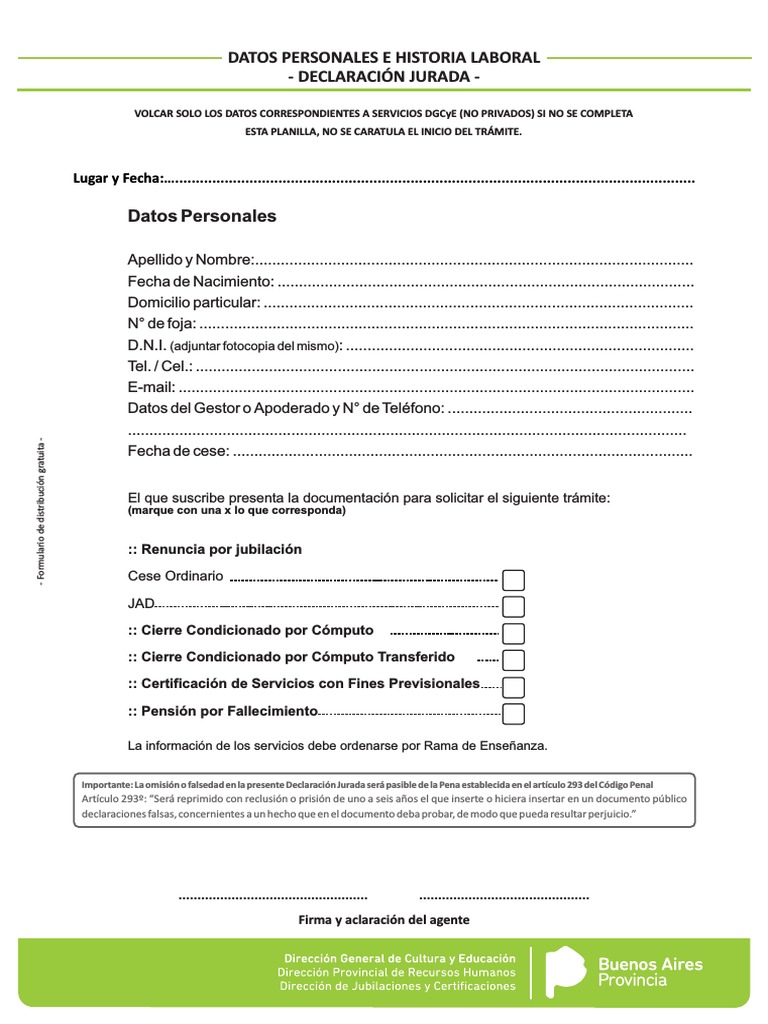 Formulario Datos Personales e Historia Laboral F3171 | PDF