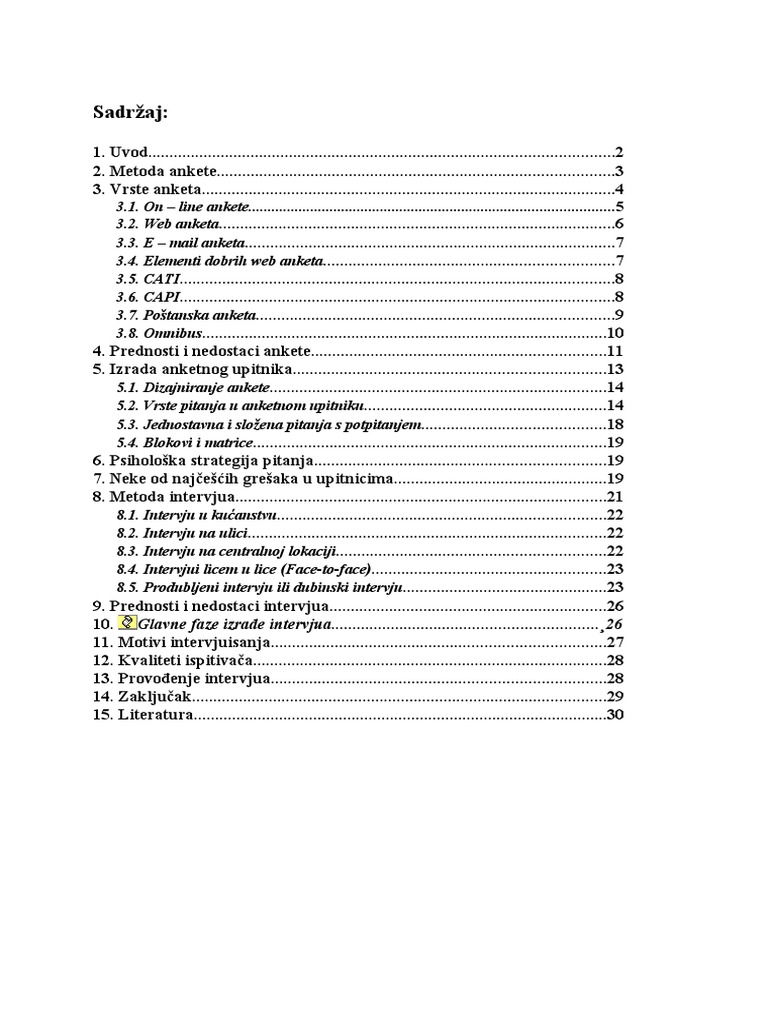 Metoda Ankete Upitnika I Intervjua U Istraživačkom Procesu U Saobraćaju ...
