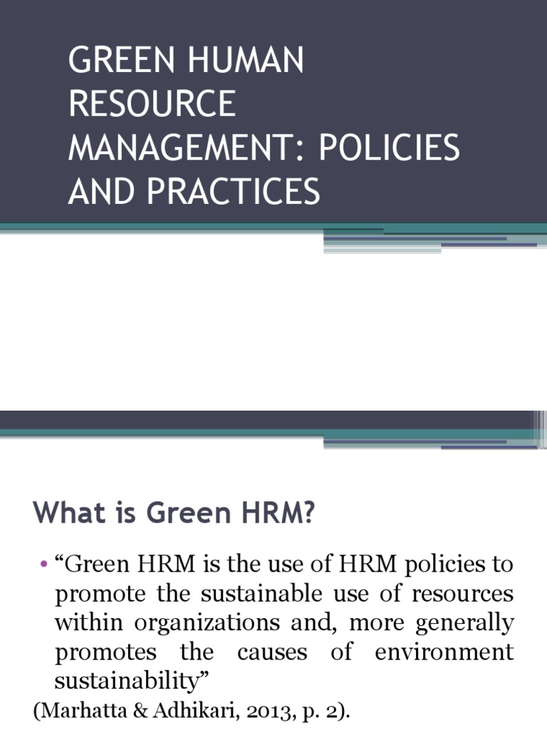 Green Human Resource Management Overview | PDF | Human Resource ...