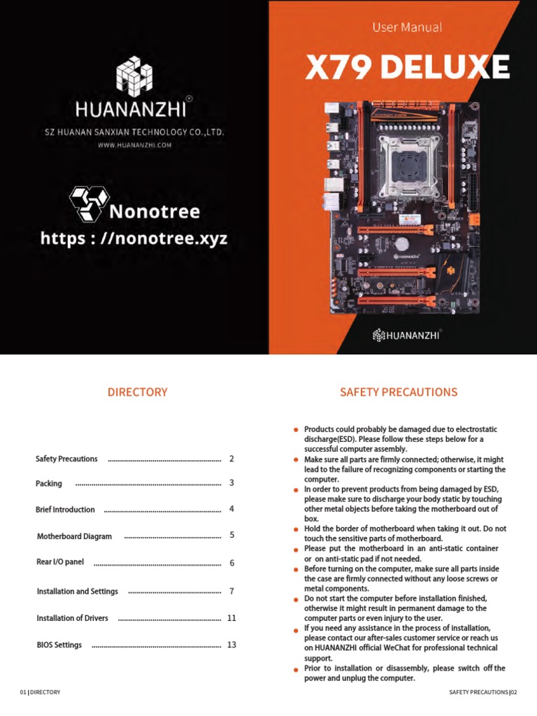 HUANANZHI X79 Deluxe-User's Manual | PDF | Bios | Electrostatic Discharge