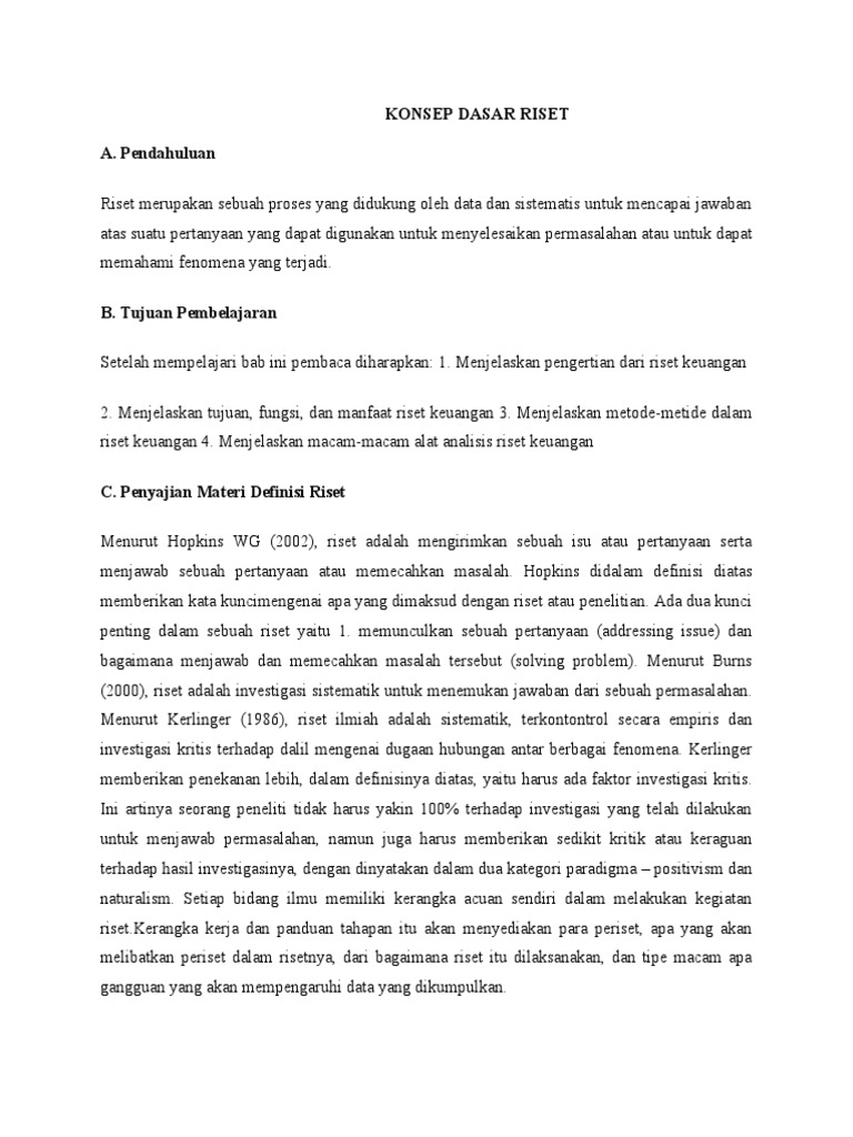Konsep Dasar Riset | PDF