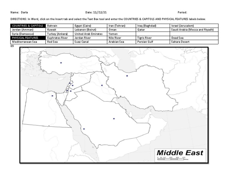 Middle East Countries and Features Map | PDF